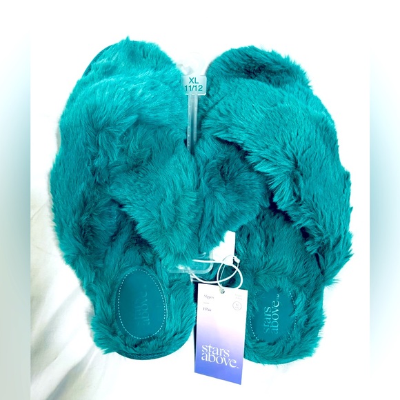 stars above | Shoes | Teal Fuzzy Slippers By Stars Above Nwt | Poshmark